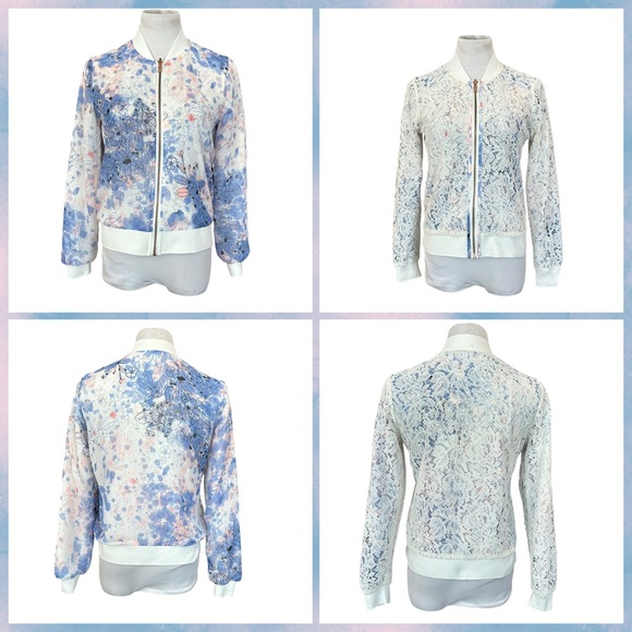 Candie's | Jackets & Coats | Candies Blue White Floral Crochet Lace ...